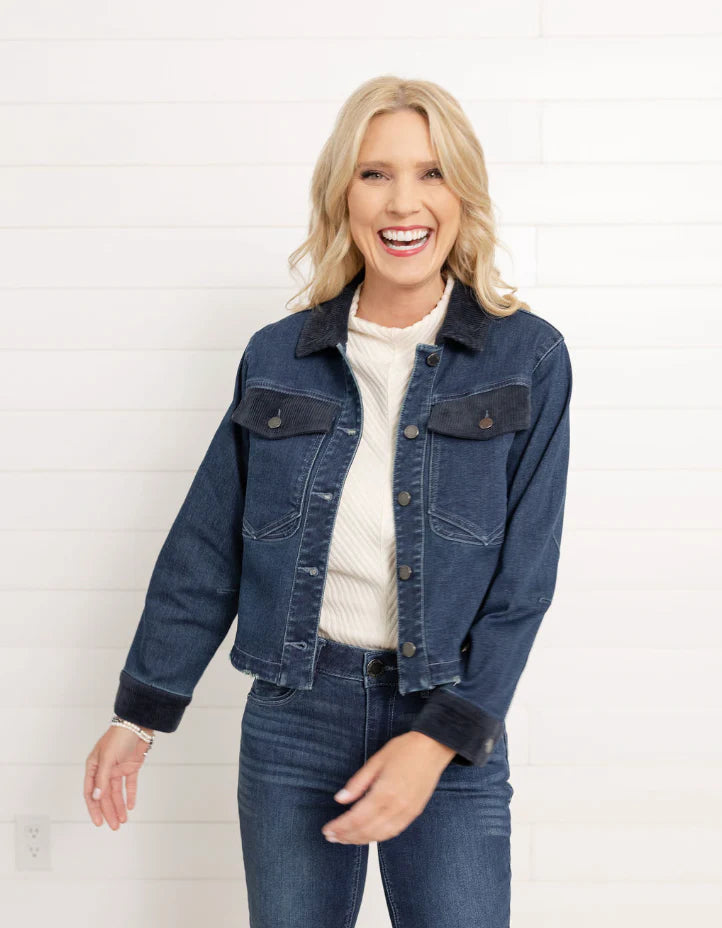 Mac and Me Corduroy Contrast Denim Jacket | Women’s Oversized Denim Ja ...