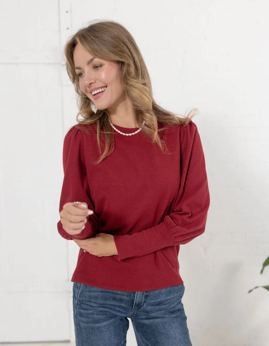 Mac and Me Gathered Shoulder Top – Mainstream Boutique-Fargo